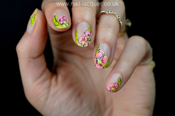 Neon flowers nail art tutorial - Nail Lacquer UK