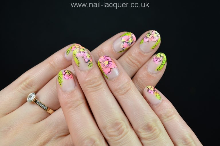 Neon flowers nail art tutorial - Nail Lacquer UK